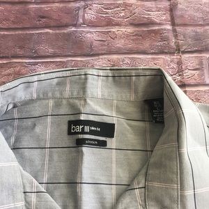 Bar III | Shirts | Bar Iii Mens Slim Fit Stretch Gray Plaid Shirt ...